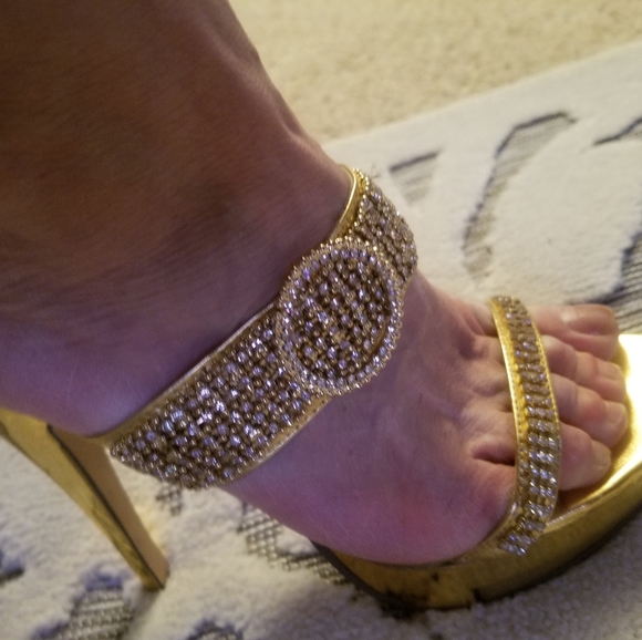 Liliana | Shoes | Gold And Rhinestones Heels Special Occasion Shoes ...